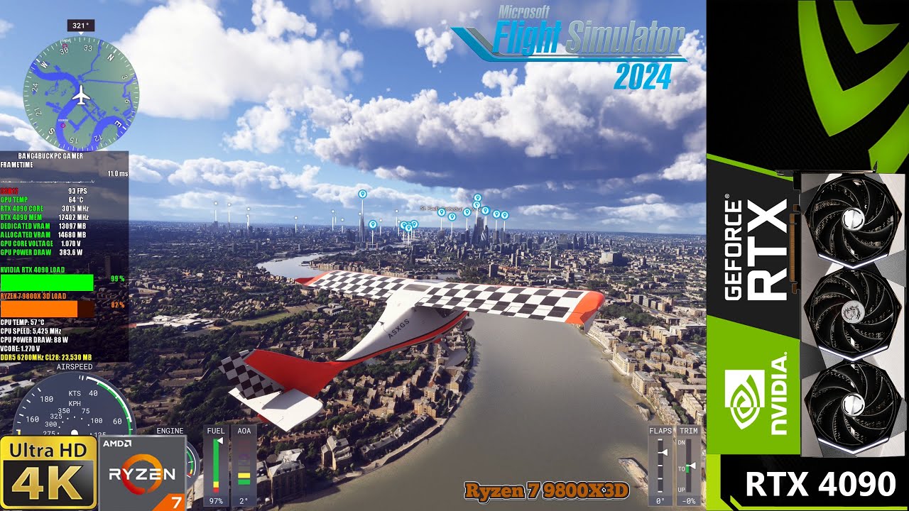 Flight Simulator 2024 Maximum Settings DLSS + FG 4K | RTX 4090 | R7 ...