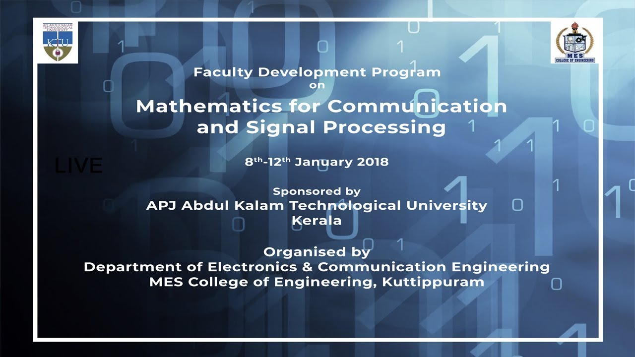 FDP on Mathematics for Communication and Signal Processing 10/01/18 FN ...