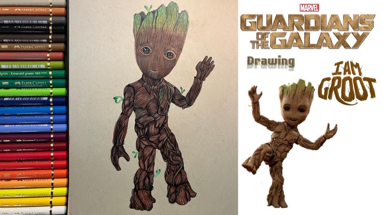 How to draw Groot Guardian of the Galaxy | step by step | easy to ...