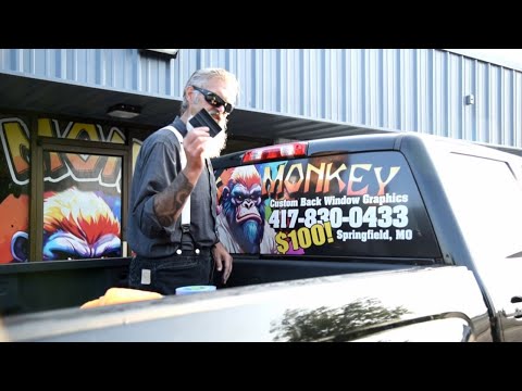 Truck Back Window Glass Perforated Vinyl Graphics Wrap \