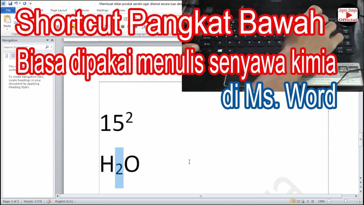 Cara membuat pangkat bawah di word, untuk menulis senyawa kimia - YouTube