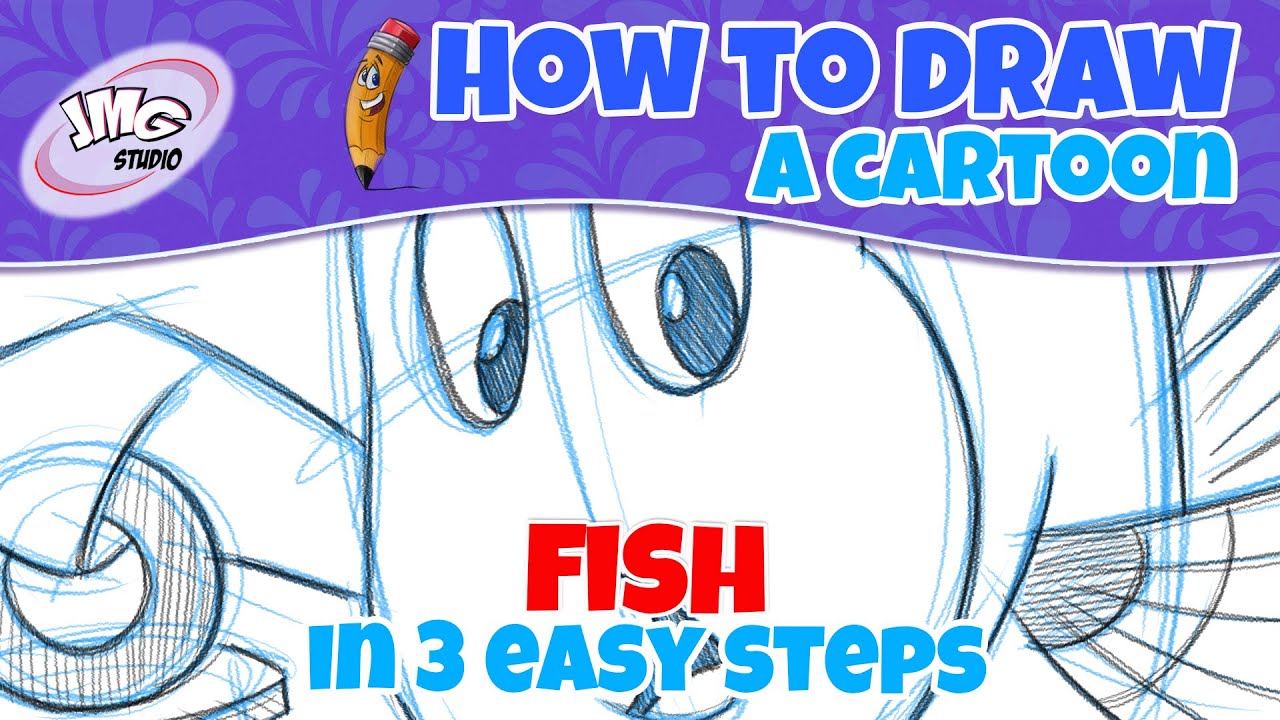 How to draw a cute cartoon fish in 3 easy steps. - YouTube