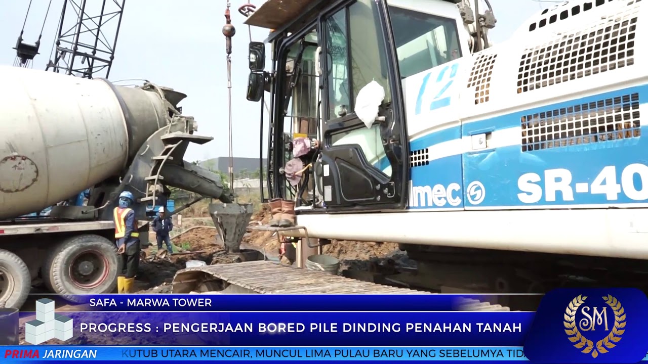 PROGRESS: PENGERJAAN BORED PILE DINDING PENAHAN TANAH - YouTube