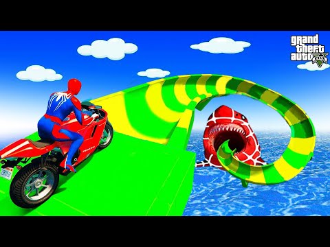 SPIDER-MAN Takes The LEAD In Crazy Water Slide Challenge🎭 SUPERHERO Challenge race