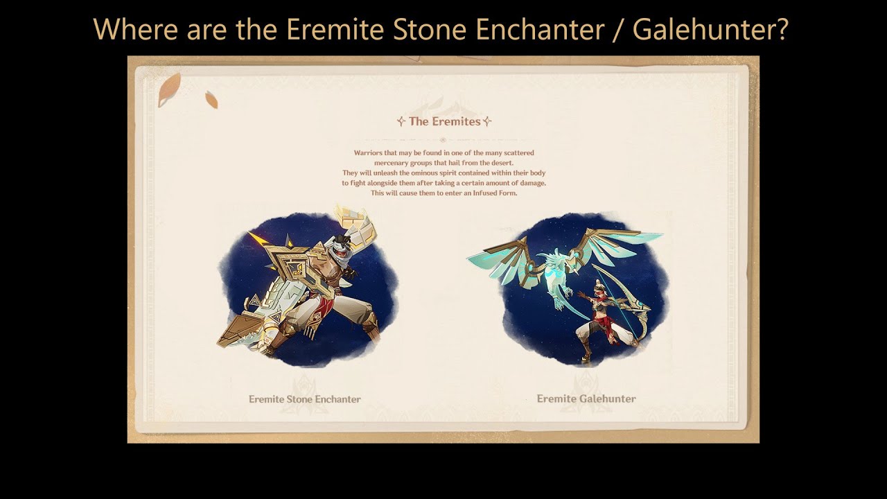 Genshin Impact - Where are the Eremite Stone Enchanter / Galehunter ...