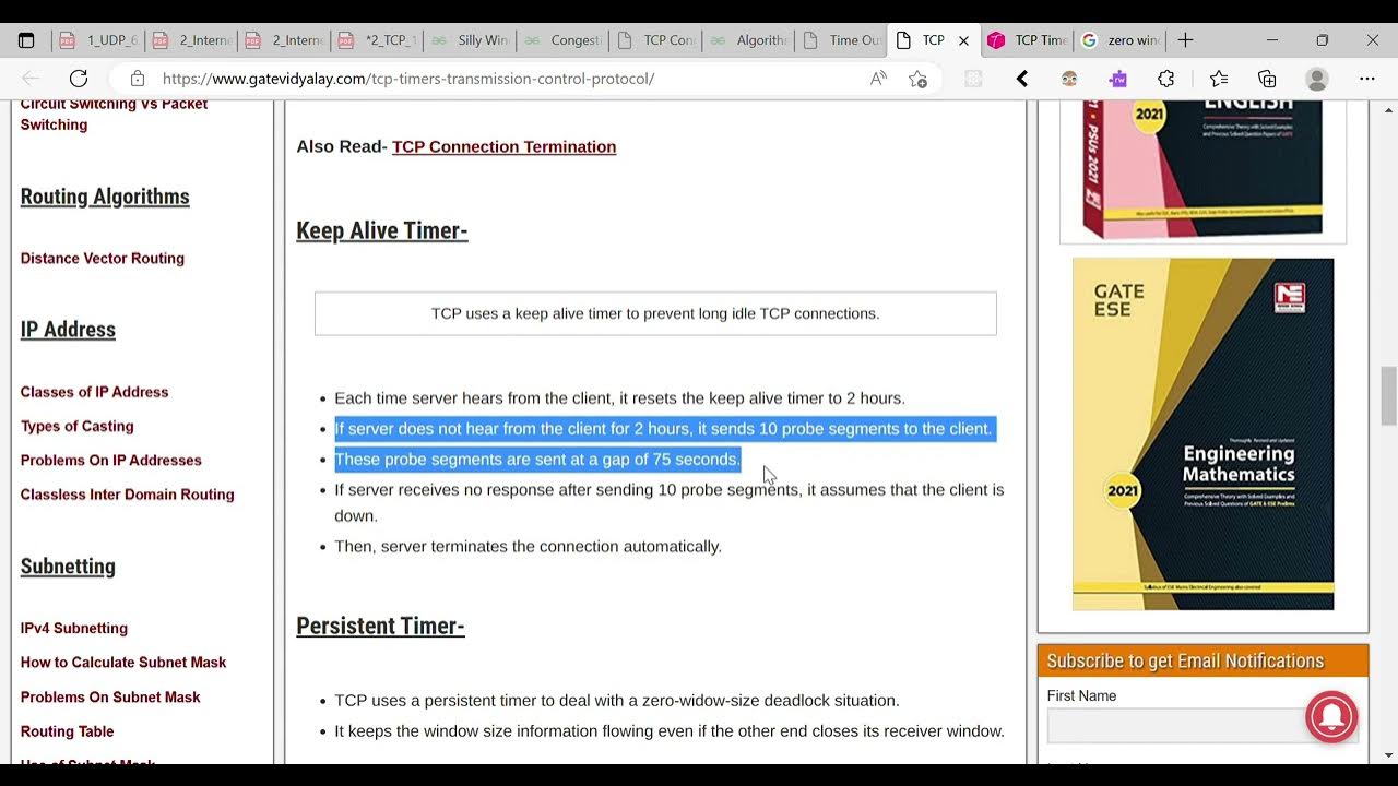 TCP Timers Time Out Timer Time Wait Timer Gate Vidyalay - YouTube