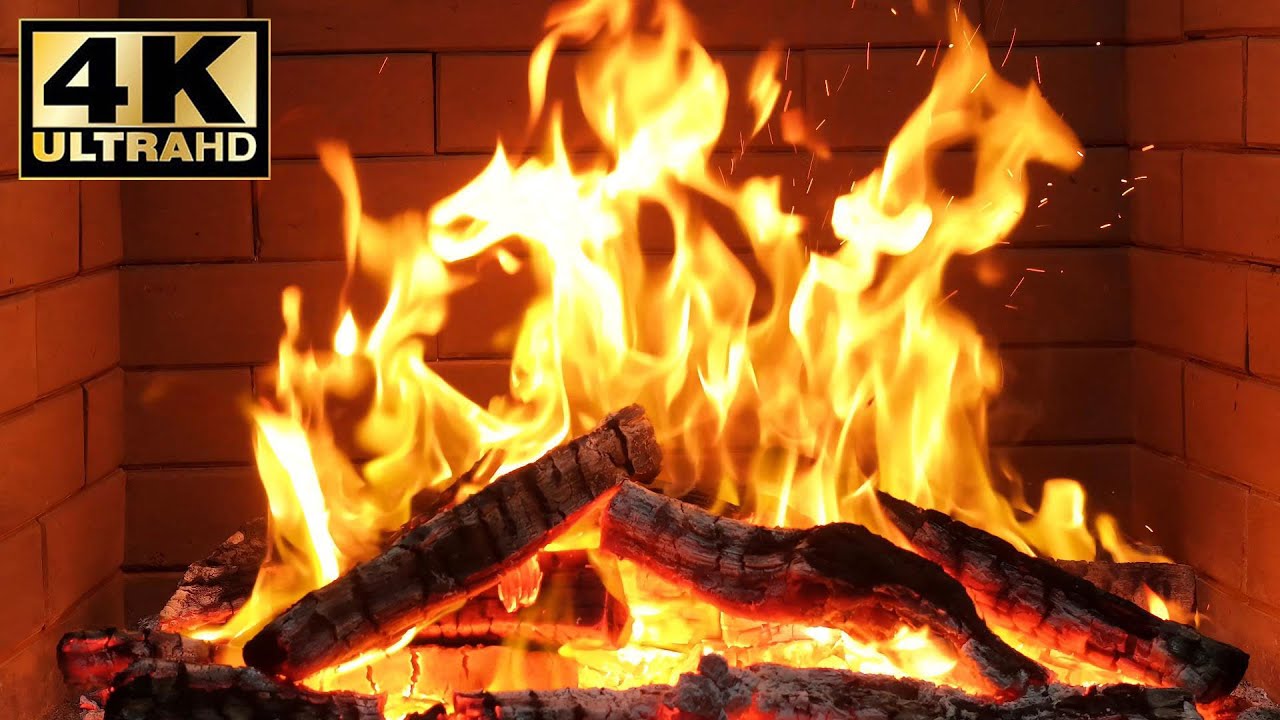 🔥 4K Fireplace Background UHD. Forest Cabin With Fireplace. Fireplace ...