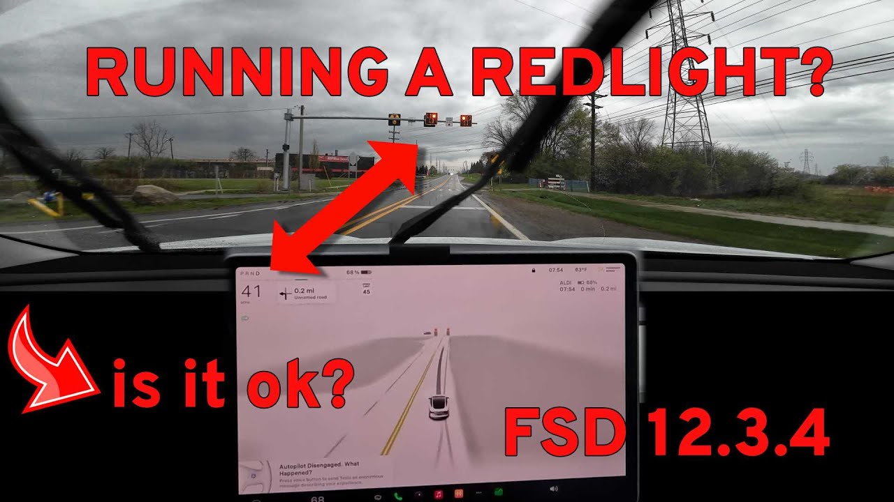 Tesla FSD12.3.4 in Rain - Traffic Circle Interstate - YouTube
