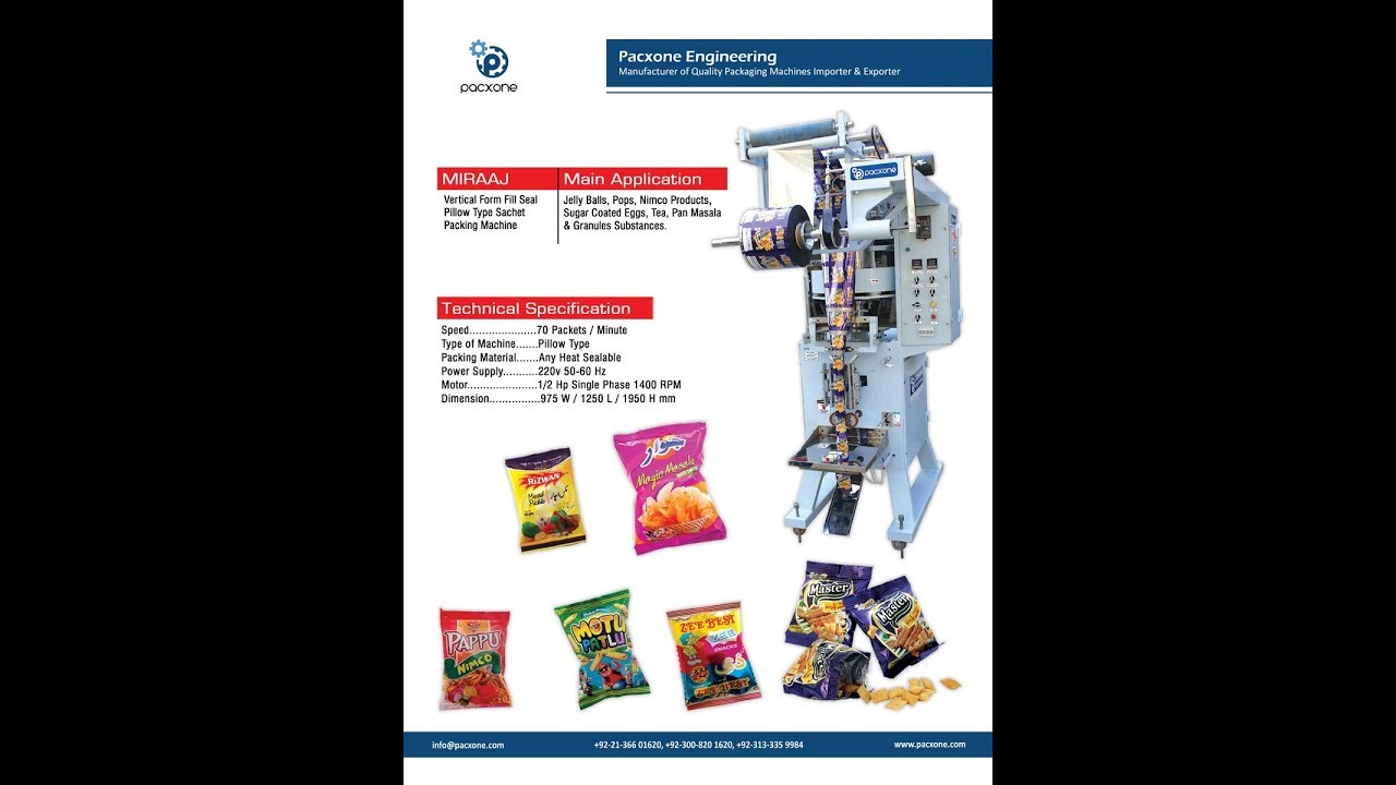 VFFS Nimco Miraaj Packing Machine | Pacxone Engineering | - YouTube
