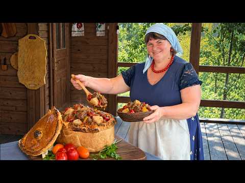 Cooking a Massive Rustic Pie from Scratch in a Wood-Fired Oven