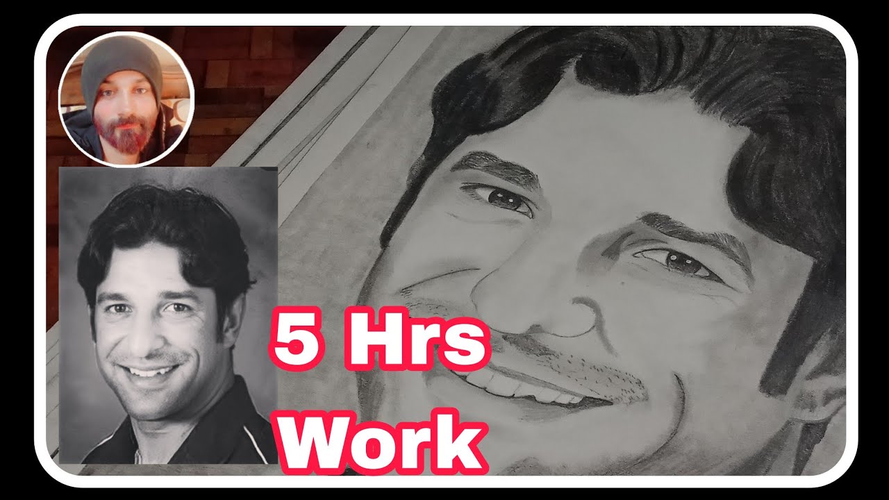 How To Draw Wasim Akram Drawing / Wasim akram tutorial Pakistans baowler Wasim Akram sketch Prt2 ...