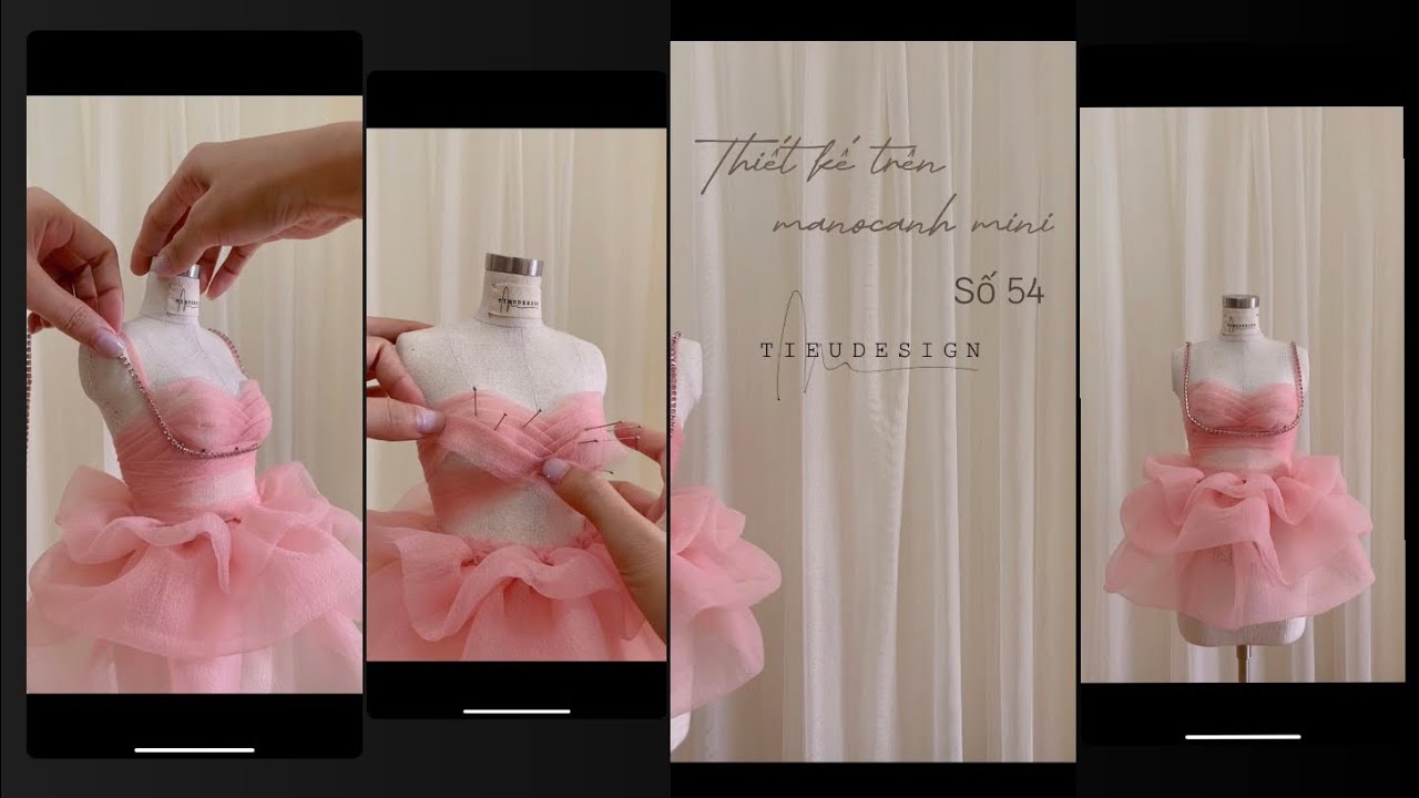Thiết kế đầm trên Manocanh Mini: Số 54: Đầm tơ xốp ba tầng - YouTube