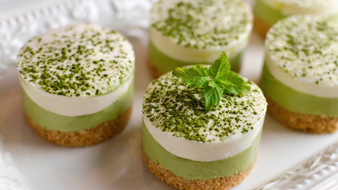 Mini No Bake Matcha Cheesecakes - YouTube
