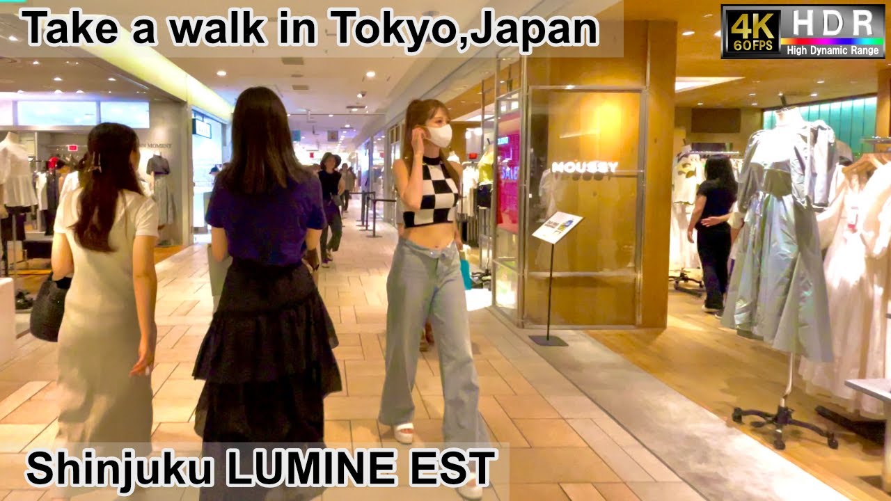 4K 60fps HDR// Take a walk in Tokyo, Japan, Shinjuku LUMINE EST→ ...