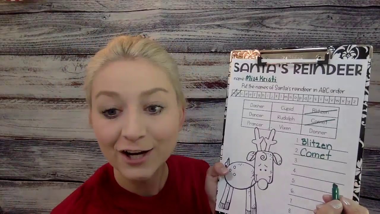 Reading Activity – Santa’s Reindeer ABC Order - YouTube