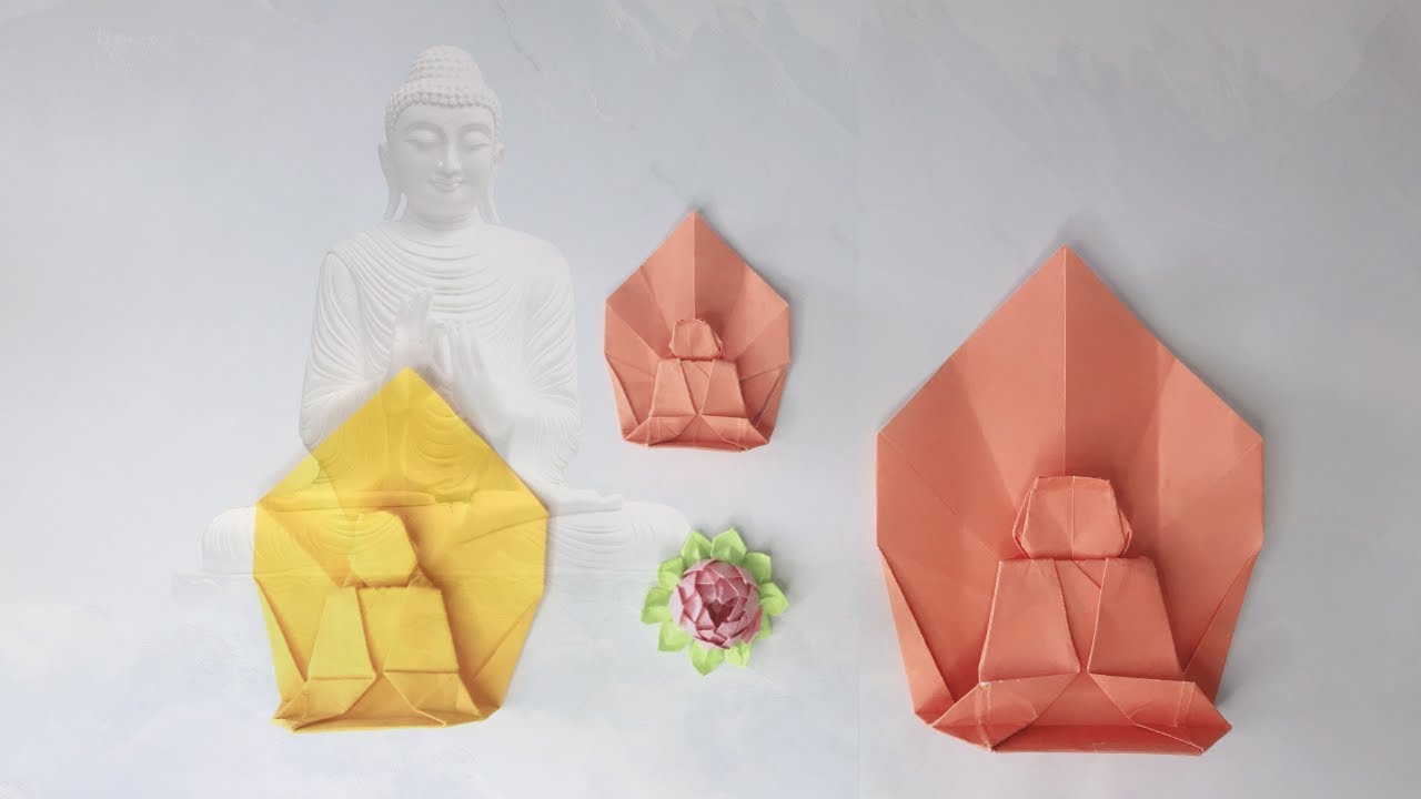 Hướng dẫn cách làm tượng phật bằng giấy 🙏 How to make a paper Buddha ⛩ ...