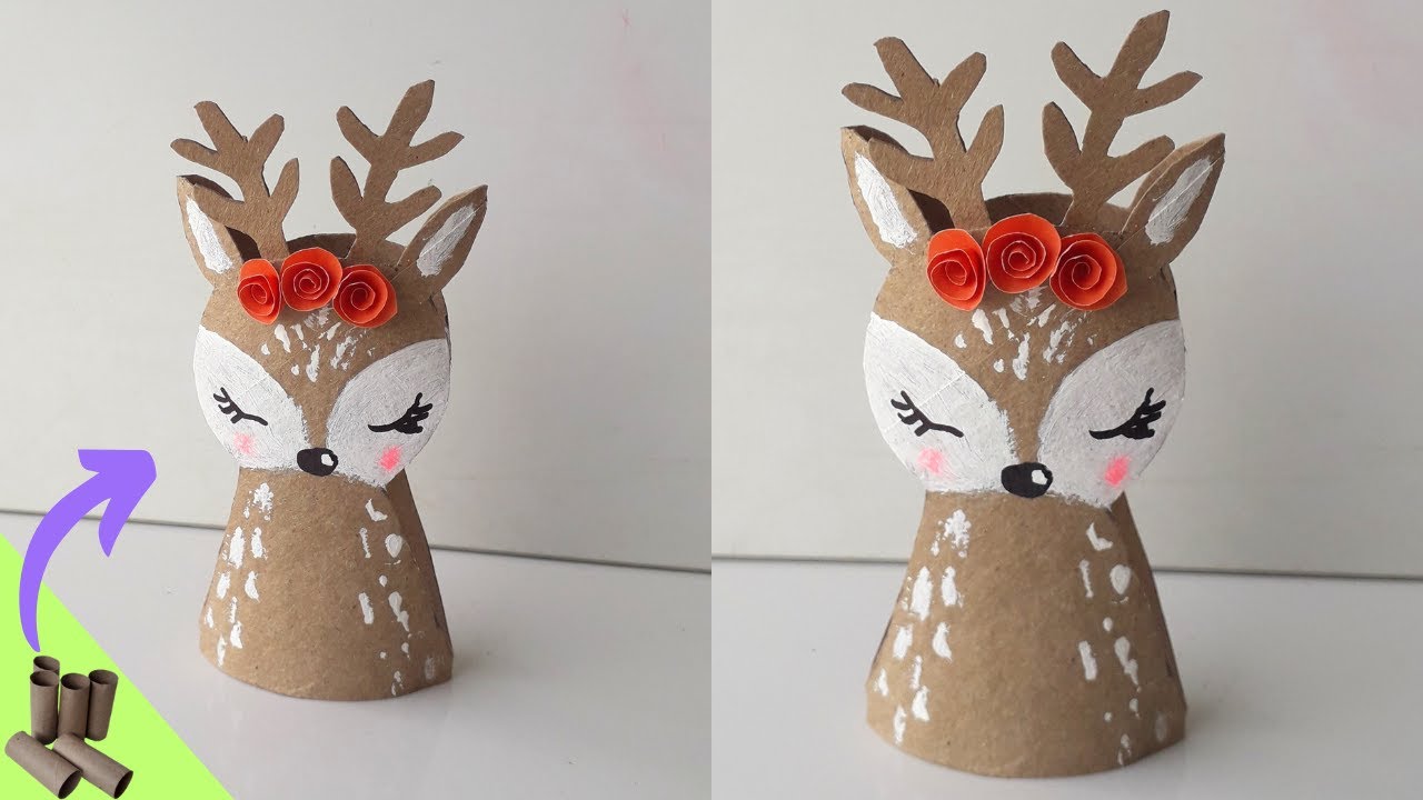 Mini Rena de Natal feita com ROLOS de PAPEL HIGIÊNICO - YouTube