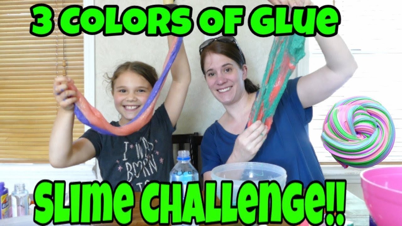 3 Colors Of Glue Slime Challenge! - YouTube