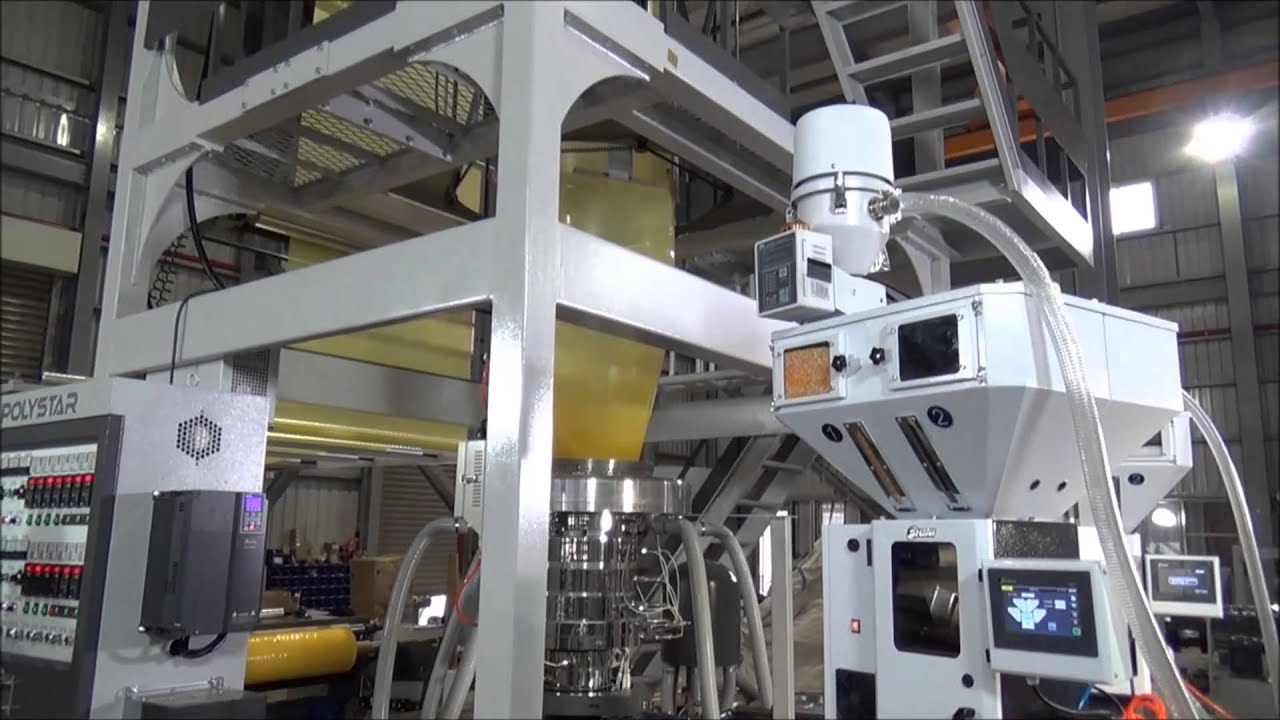 Algeria blown film machine with masterbatch dosing device - YouTube