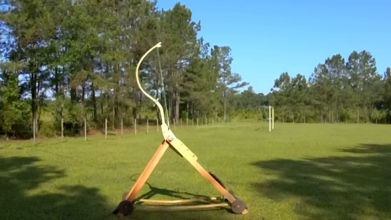 Jai Alai shaped golf ball catapult - 560ft target test - YouTube