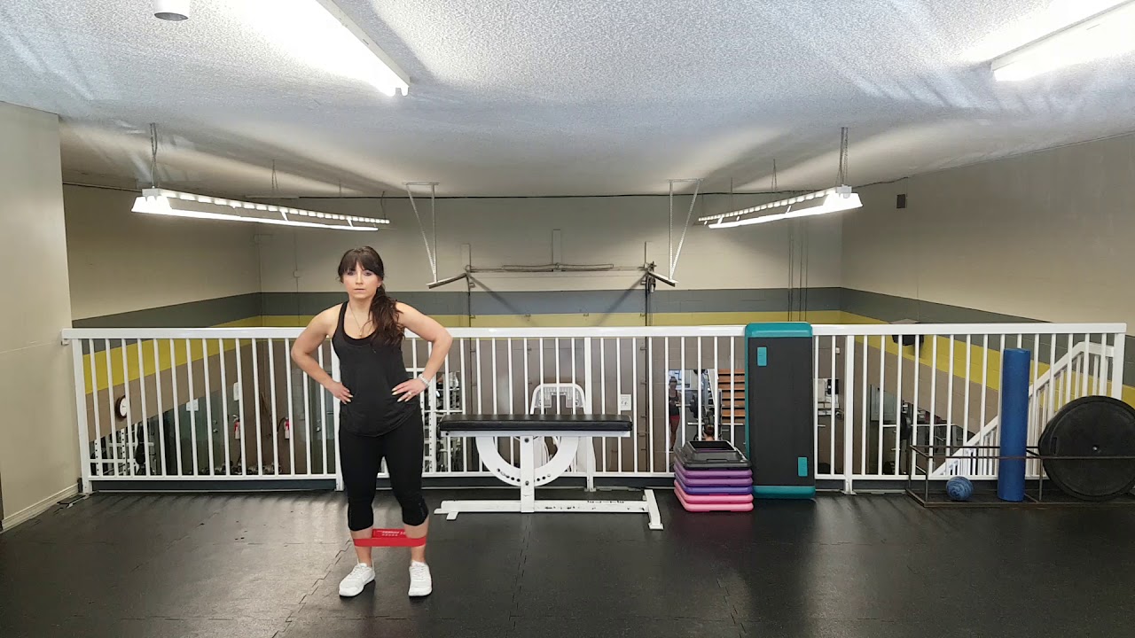 Step out squats with band - YouTube