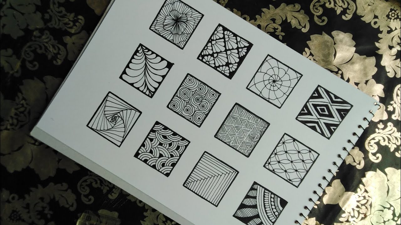 12 Zentangle Art Patterns||Doodle Art||Mandala Art||Black Pen Art (part ...