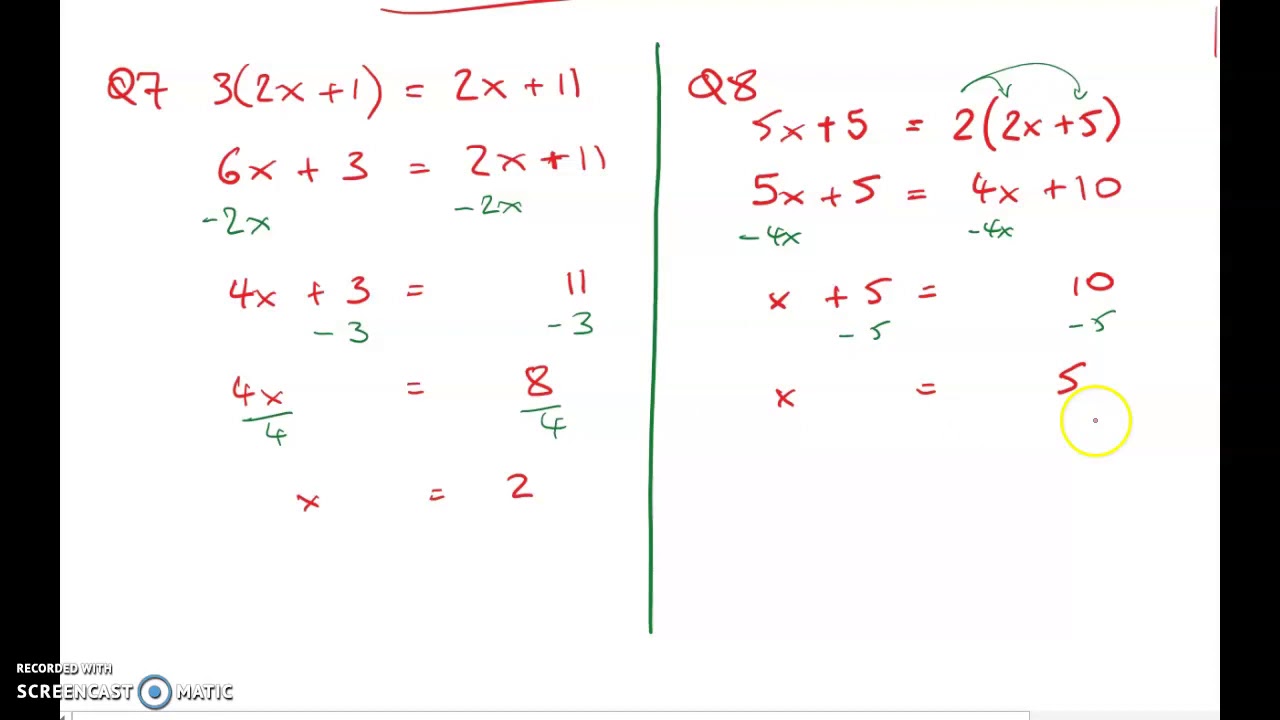 Equations with brackets - YouTube