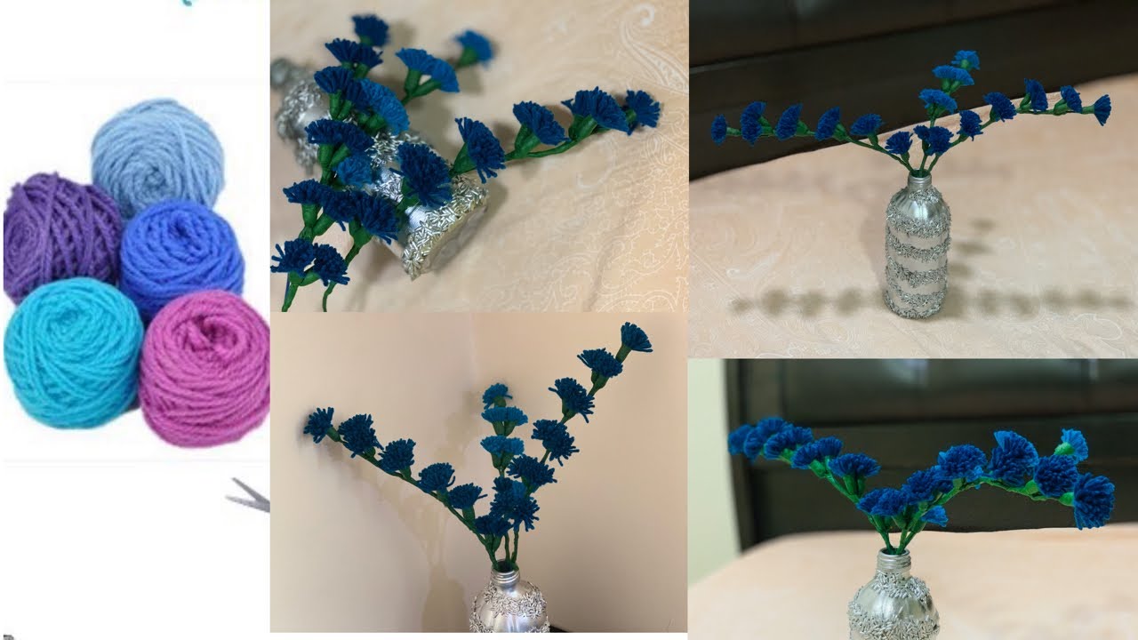 Woolen Craft Ideas | How to make a bunch of flowers with wool | woolen ...