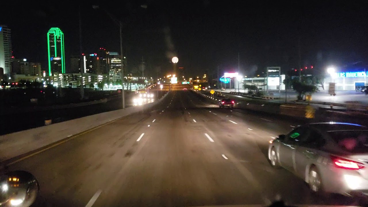 Driving through Dallas at night - YouTube