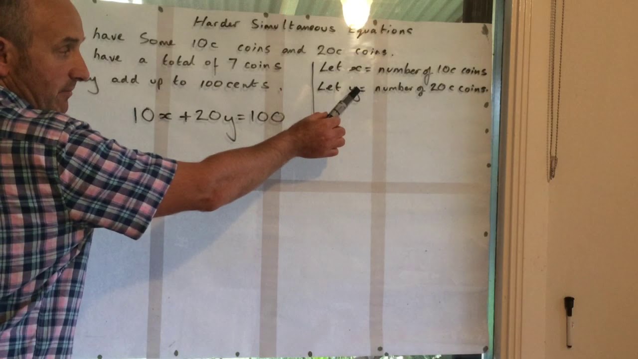 The coin problem using simultaneous equations - YouTube