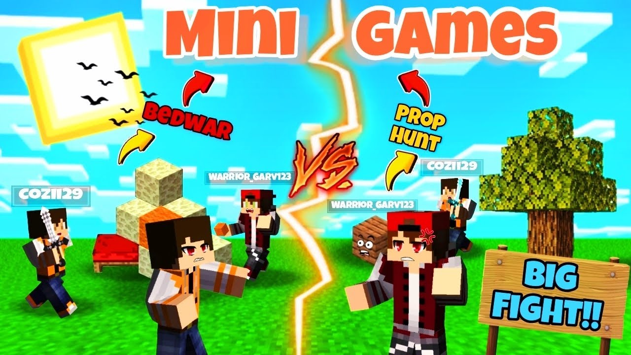 FIGHT😠 IN MINI GAME WITH BROTHER 😙😡😂|PLAYING MINECRAFT MINI GAMES WITH ...
