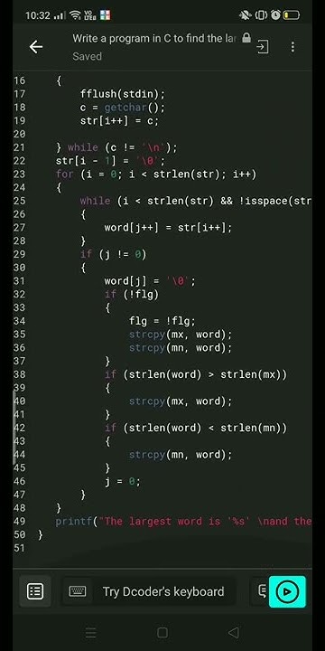 Write A Program In C To Find The Largest And Smallest Word In A String 1421