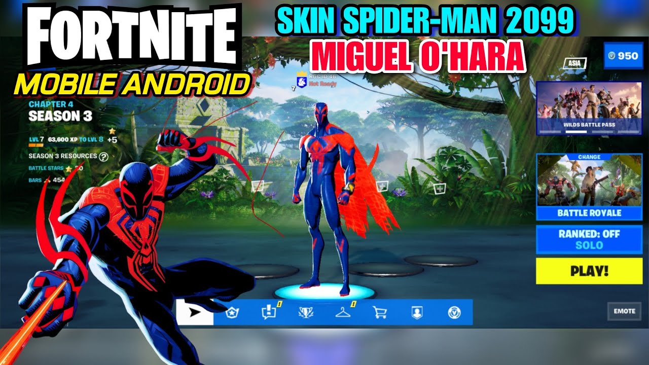 GAME FORTNITE MOBILE DI HP ANDROID TOP-UP SKIN SPIDER-MAN 2099 MIGUEL O ...