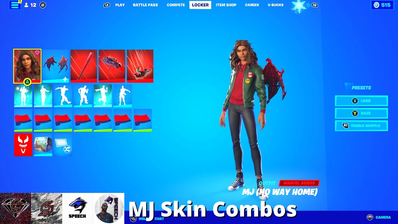 MJ (No Way Home) Skin Combos (Fortnite Battle Royale) - YouTube
