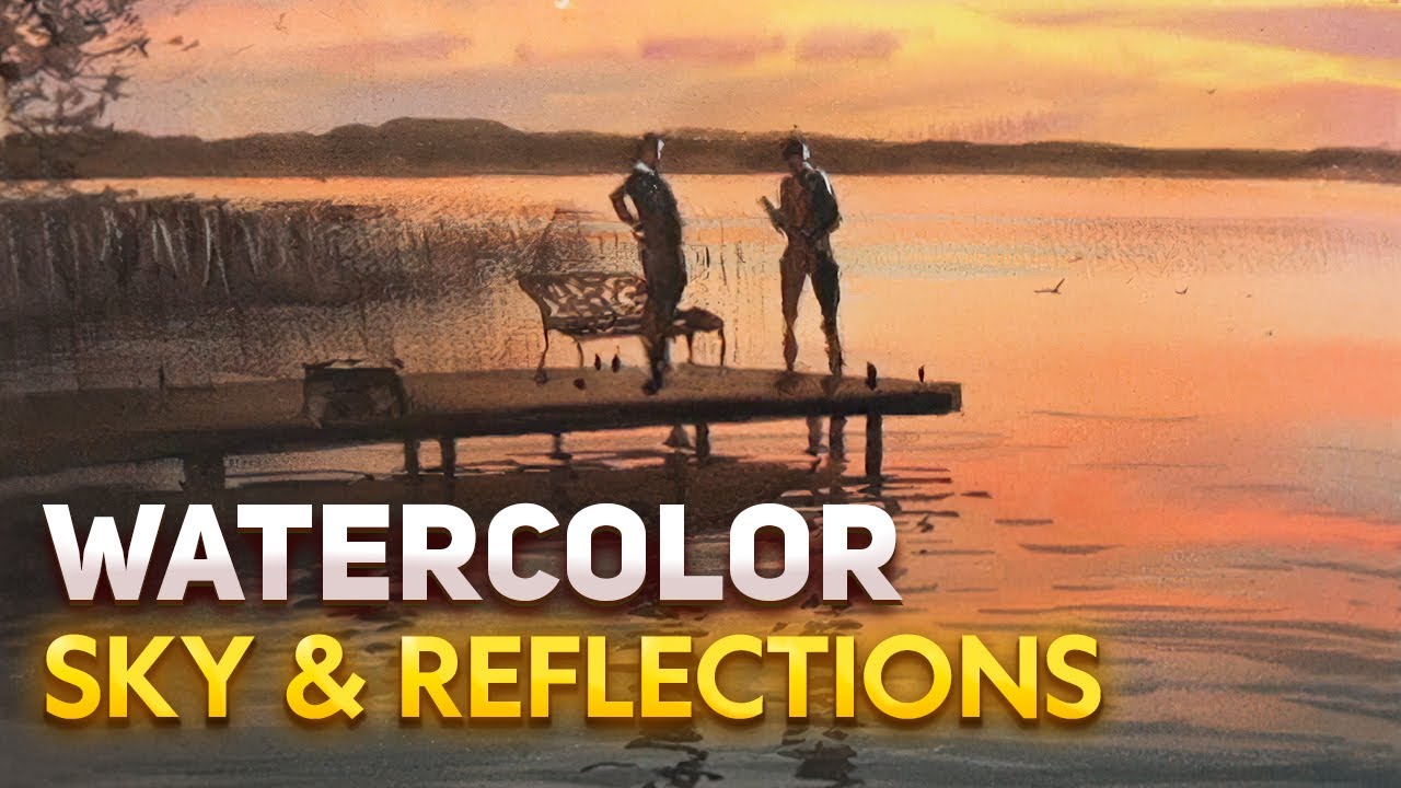 Painting Sky & Reflections in Watercolor. Easy Steps - YouTube