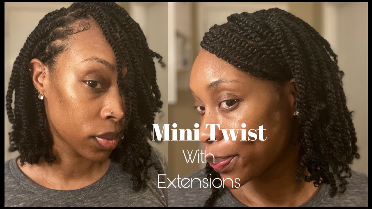 MINI TWIST/SPRING TWIST with Extensions on Natural Hair. - YouTube