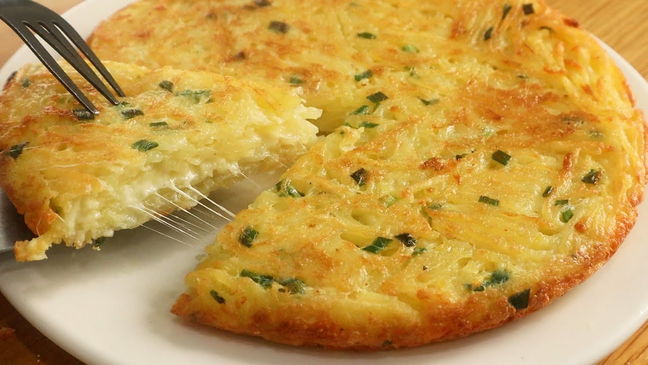 Potatoes, Eggs, Chesse! Only 3 Ingredient! Grated Potato Omelette ...