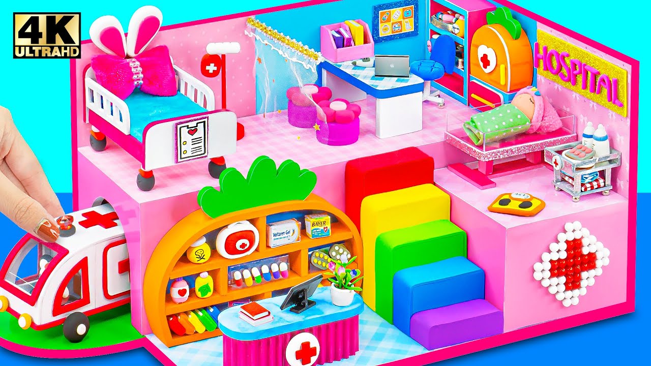 How To Make Pink Miniature Hospital for Bunny and DIY Doctor Set ...