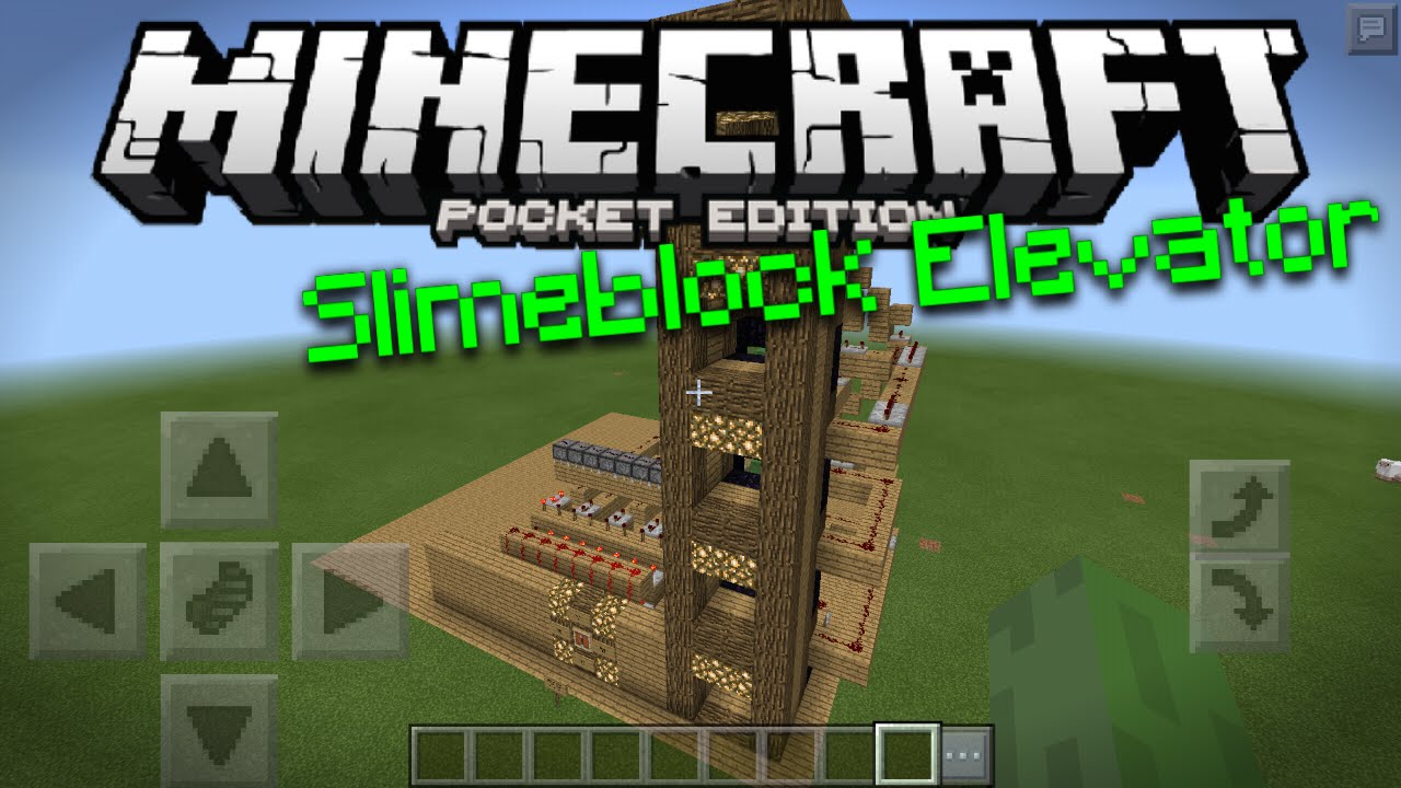 Minecraft PE Slime Block Elevator - MCPE 0.15.1 Redstone Elevator (Pocket Edition) - YouTube