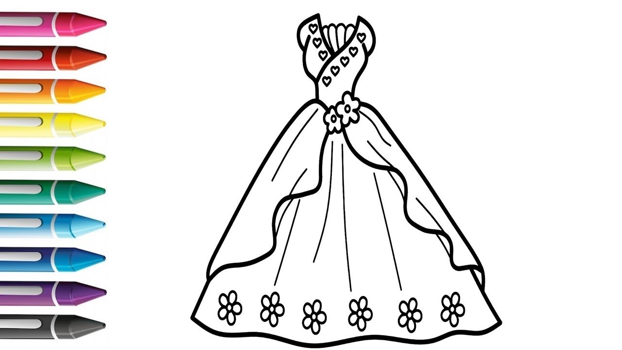 Drawing Princess Dress, Coloring And Painting For Kids And Toddlers ...