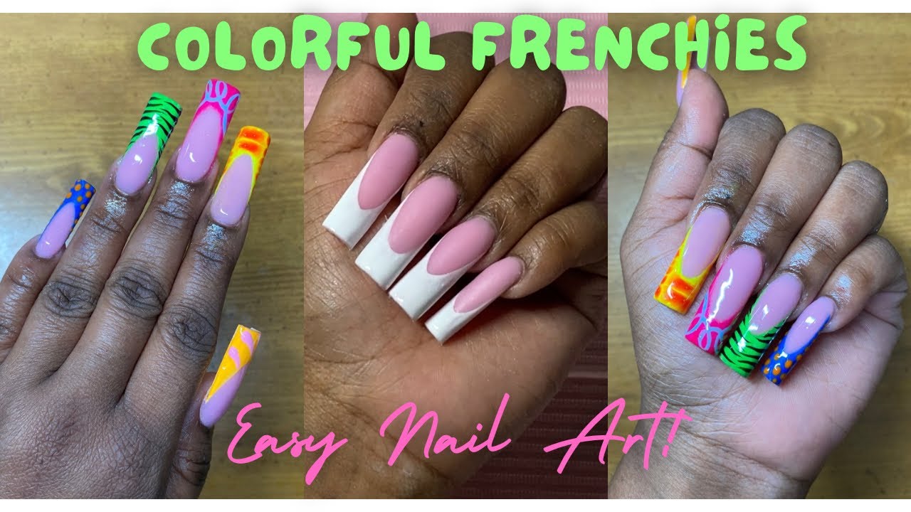How To Achieve Colorful Frenchies! | Easy Nail Art | Beginner Friendly ...