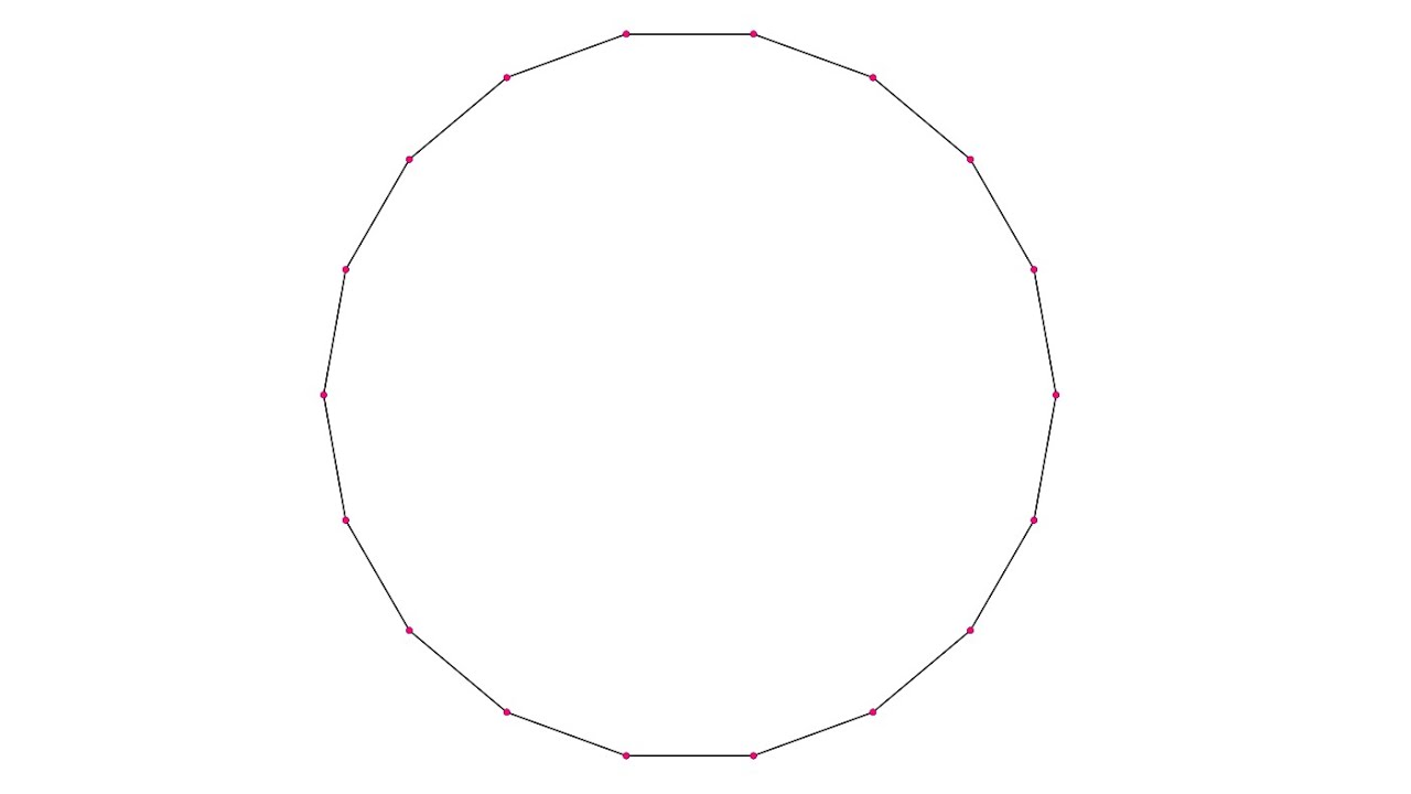 Drawing of an approximated octadecagon inscribed in a circle - YouTube