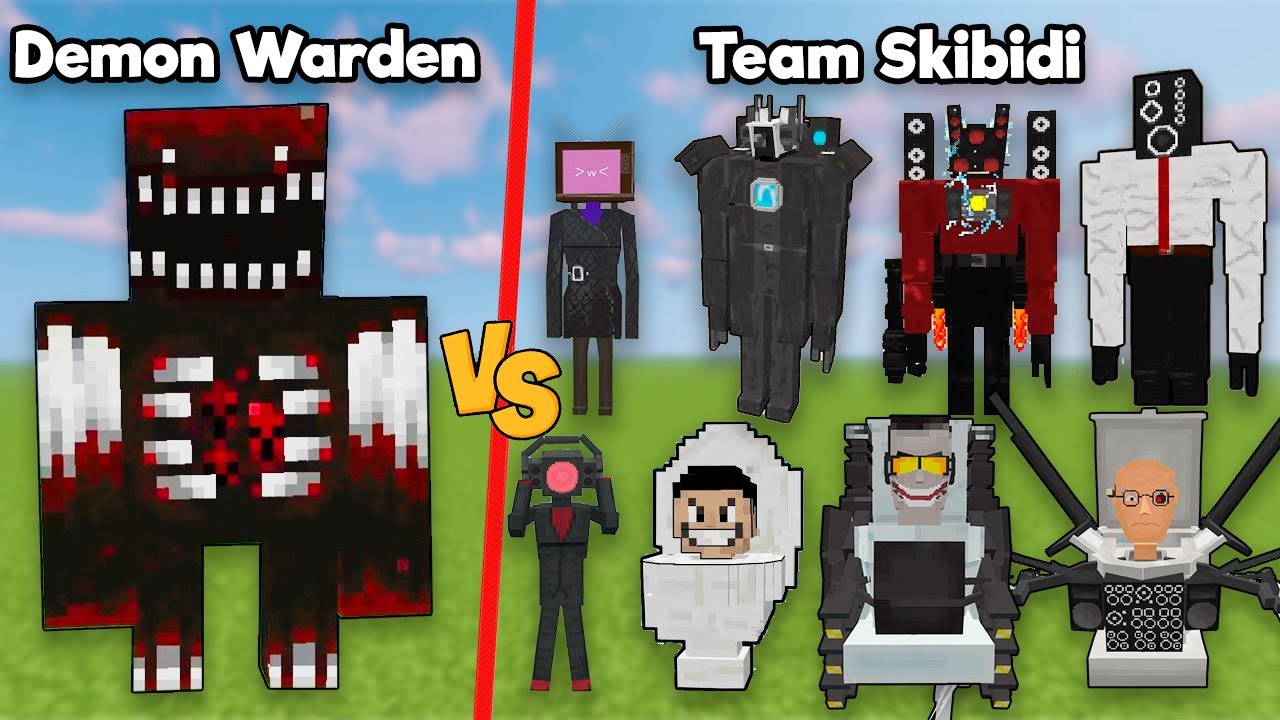 DEMON WARDEN vs TEAM SKIBIDI / Minecraft Battle. - YouTube