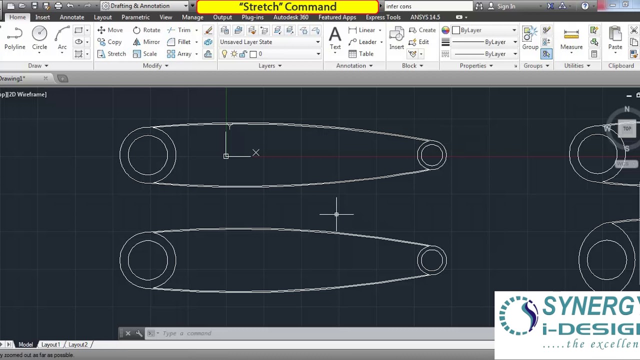 AutoCAD---Lec-026 How to STRETCH a curve - YouTube