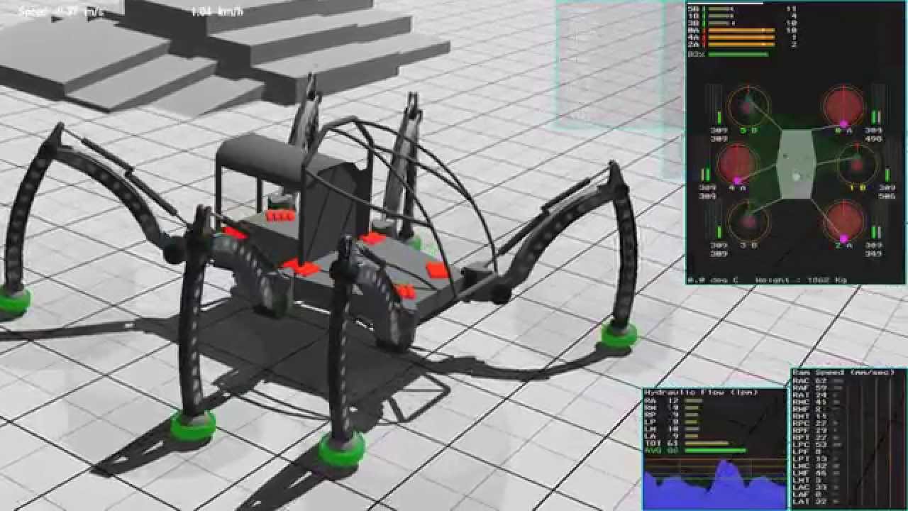 Mantis Walking Machine Simulation - YouTube