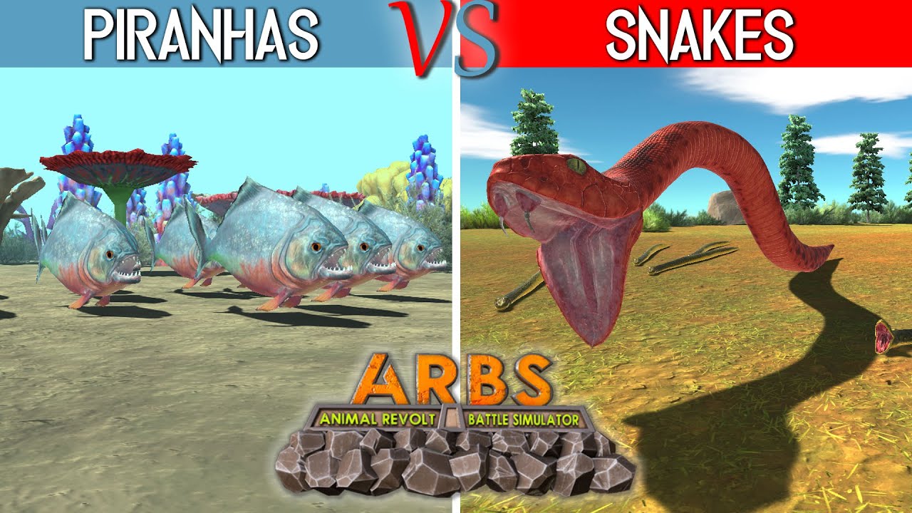 Piranhas vs Snakes - ARBS ANIMAL REVOLT BATTLE SIMULATOR - YouTube