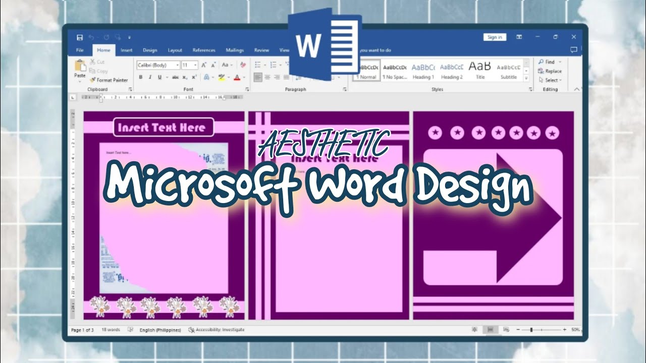 Aesthetic Purple Microsoft Word Template | Ms Word Design | Charlz Arts ...