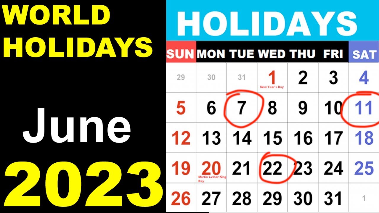 June 2023 Holidays and Observances Around the World by Country, date ...