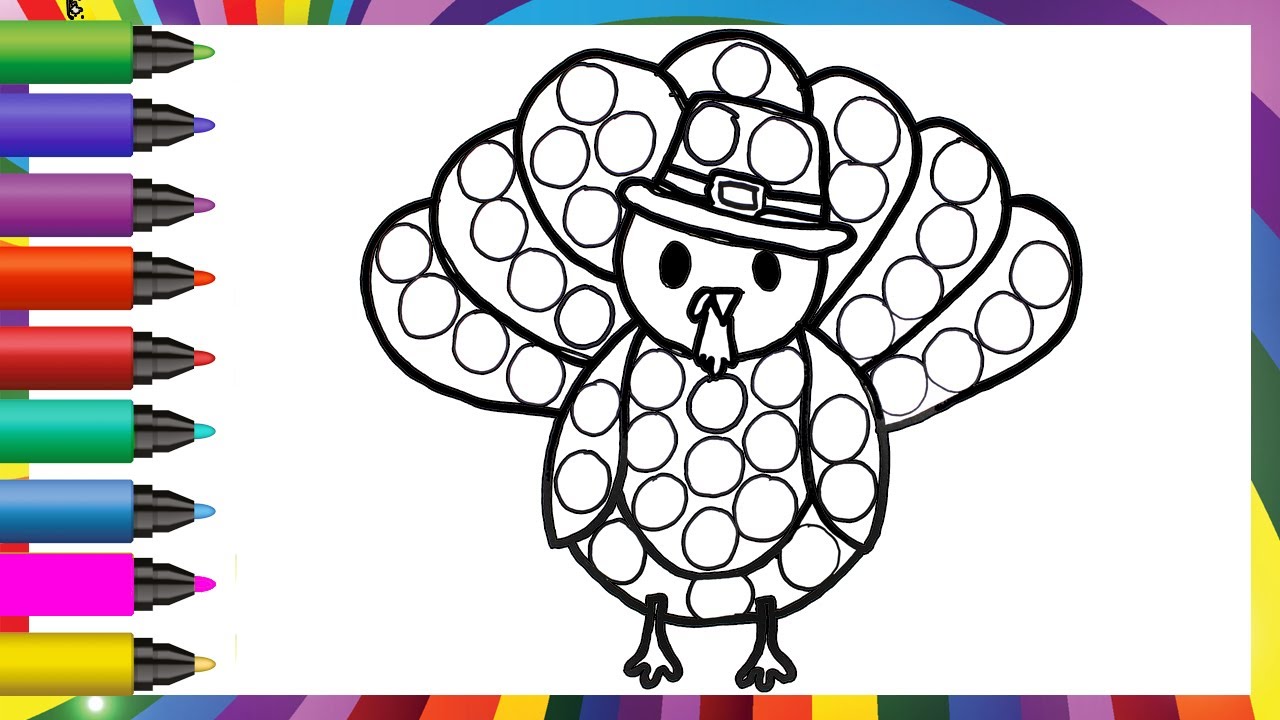 Thanksgiving Turkey Rainbow POP IT Drawing & Coloring | How To Draw ...