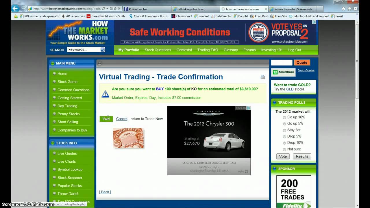 How to make a trade on howthemarketworks.com - YouTube